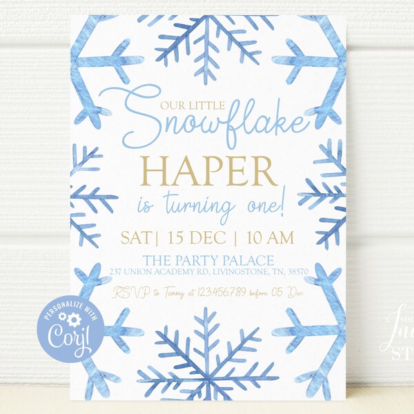Snowflake Birthday Invitation - Etsy