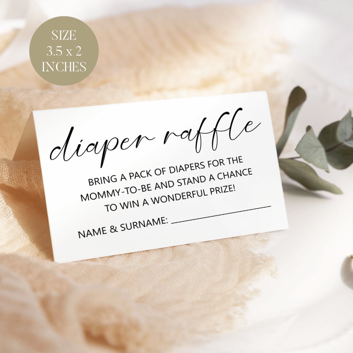 Minimalist Diaper Raffle Card Diaper Raffle Card Insert Baby Shower ...
