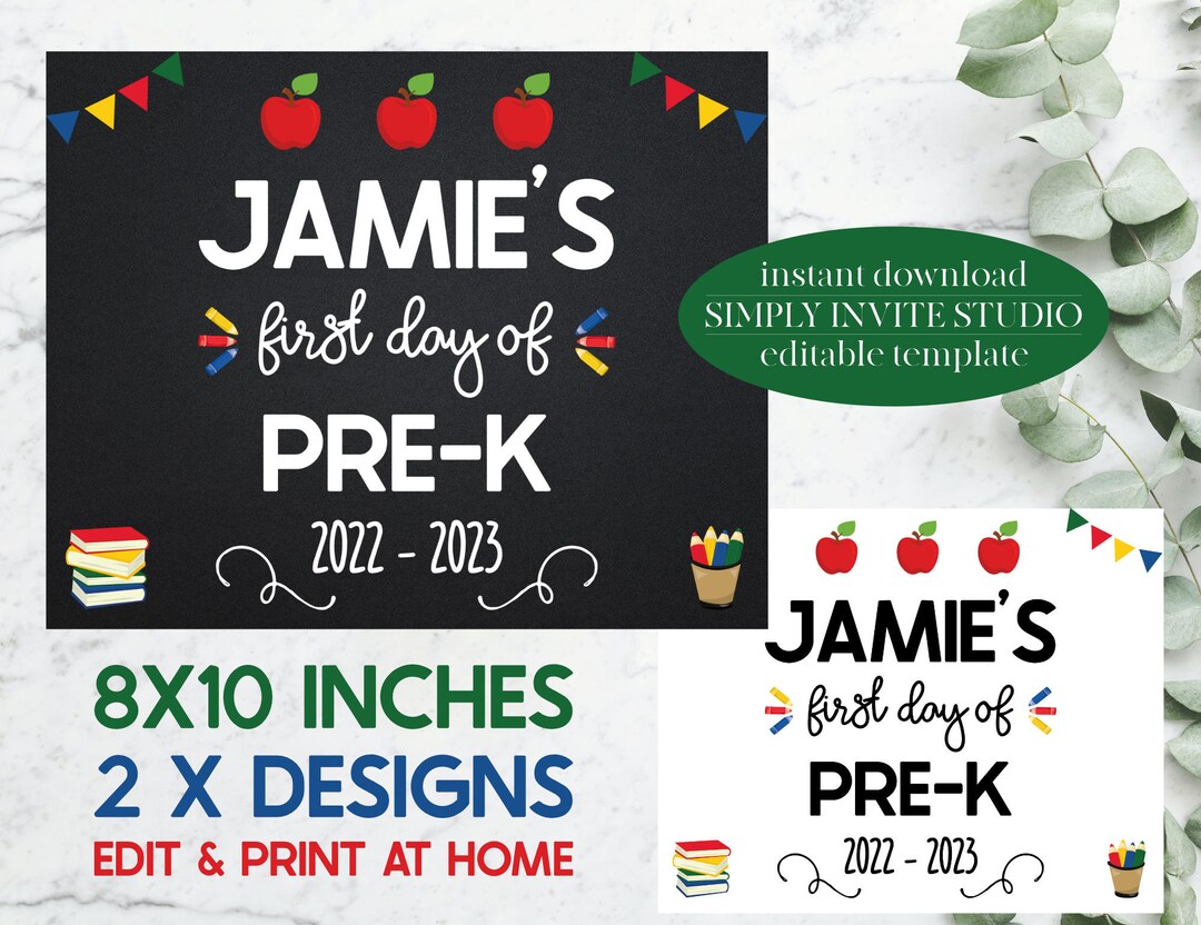 Editable First Day of School Sign Template, Digital File First Day of ...