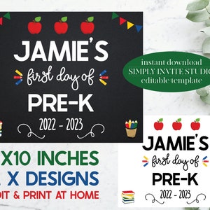 Editable First Day of School Sign Template, Digital File First Day of ...