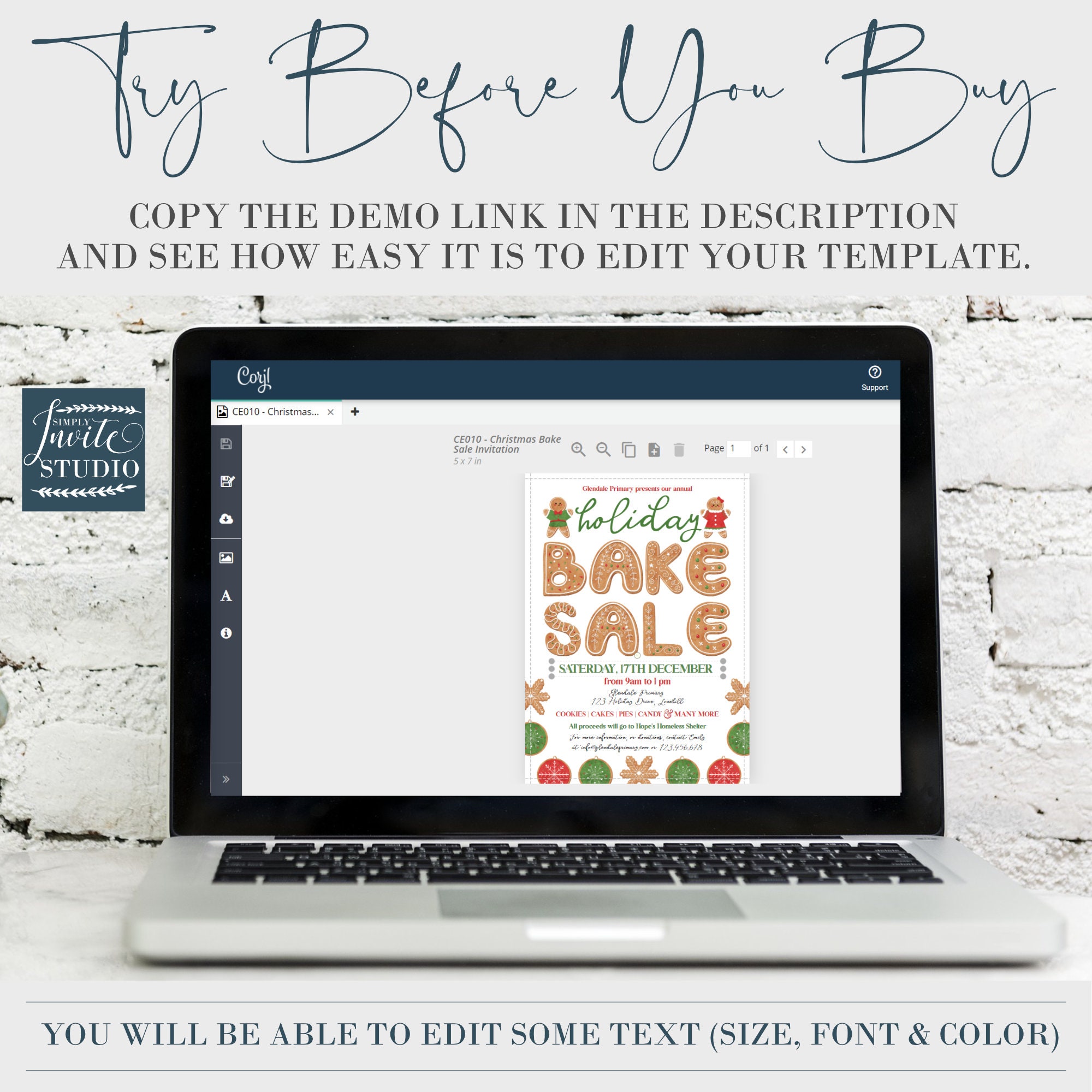 Christmas Holiday Bake Sale Flyer Editable Template, School Fundraiser ...