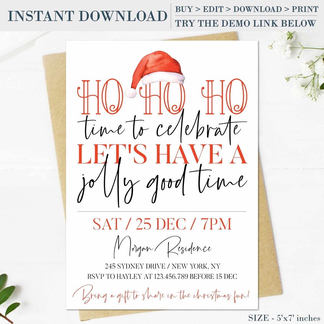 EDITABLE Christmas Party Invitation Party Announcement | Etsy