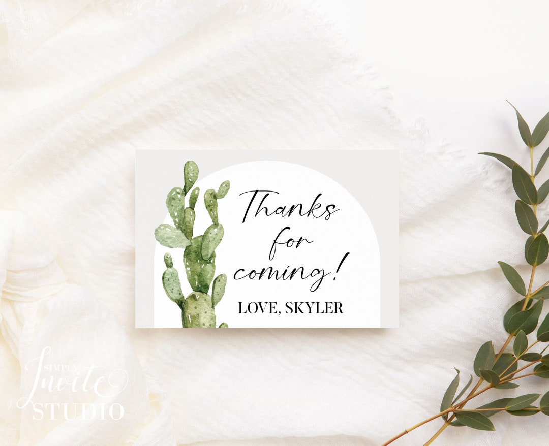 Boho Cactus Thank You Card Template: Editable Baby Shower (instant ...