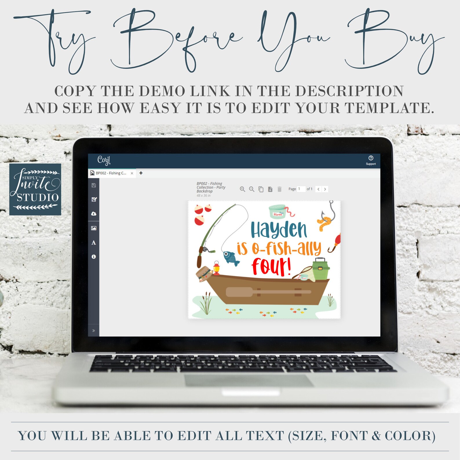 Fishing Theme Backdrop, Editable Fishing Banner, Boy Decorations ...