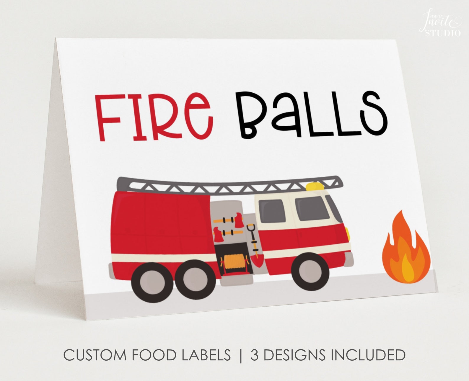 Fire Truck Food Labels, Fire Engine Editable Birthday Food Tents, Boy ...
