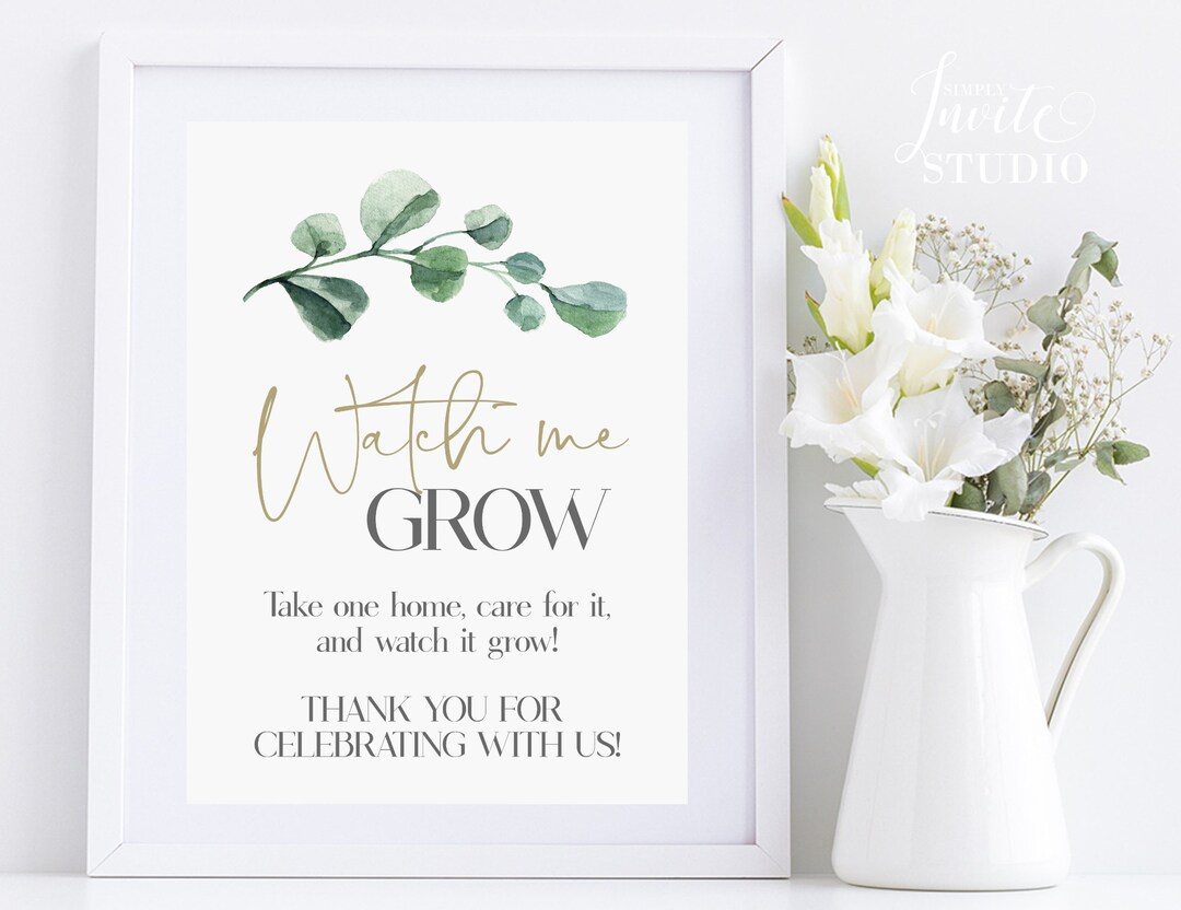 Watch Me Grow Printable Sign, Baby Shower Décor, Succulent Shower ...