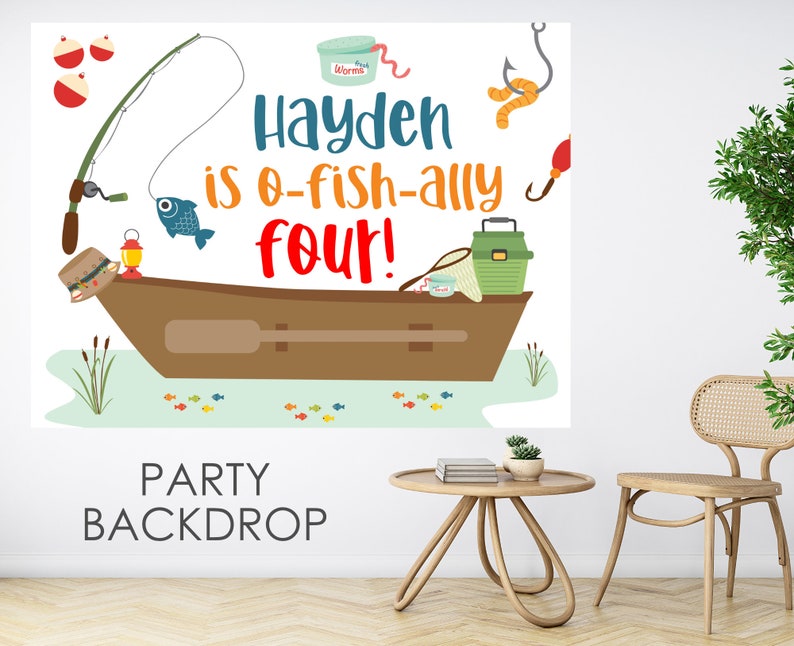 Fishing Theme Backdrop, Editable Fishing Banner, Boy Decorations ...
