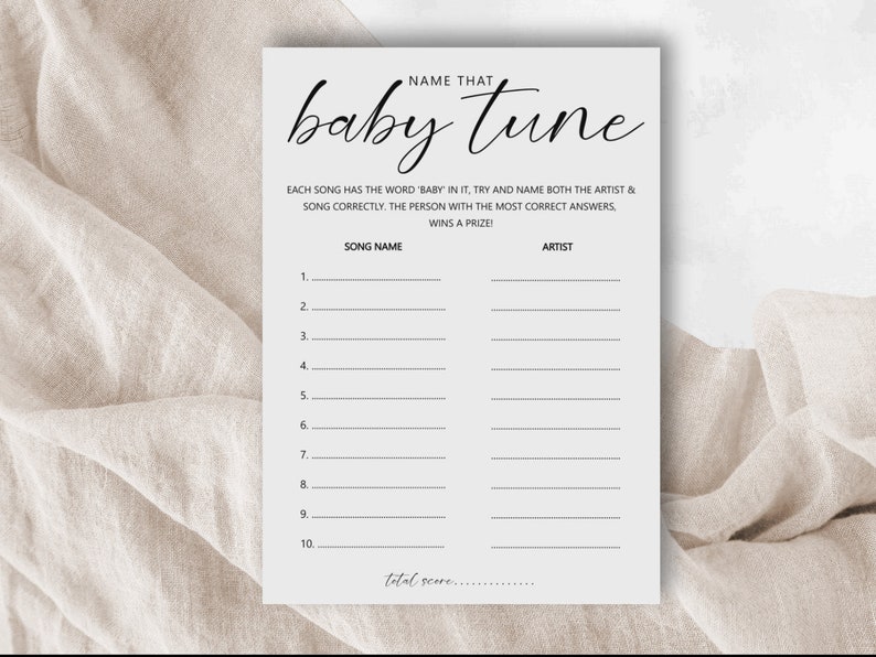 Name That Baby Tune Game: Minimalist Baby Shower (editable Template) - Etsy
