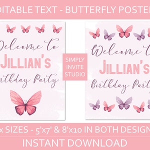 DIY Party Package - Butterfly Birthday, Birthday Banner Flutter on by ...