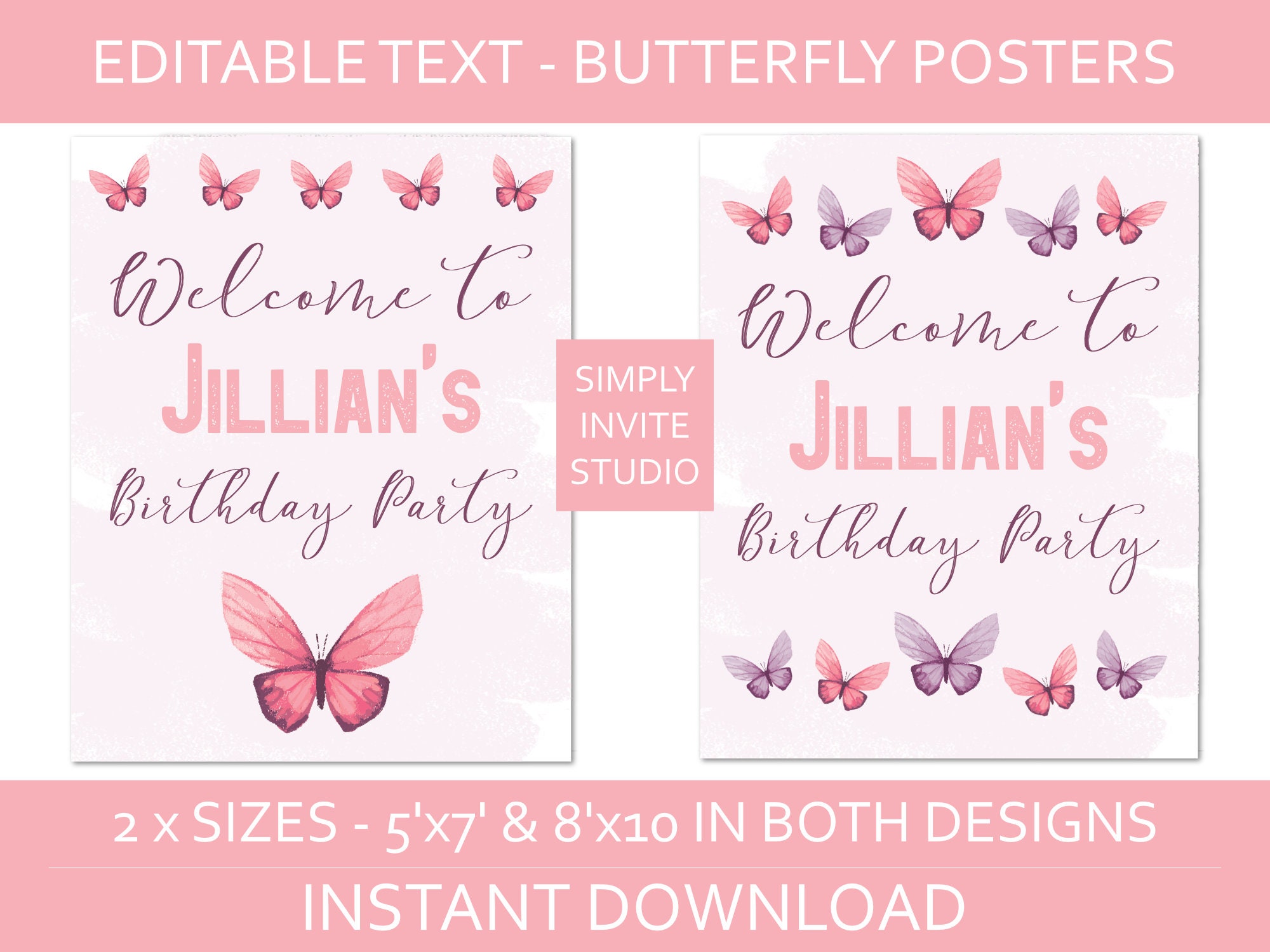 DIY Party Package - Butterfly Birthday, Birthday Banner Flutter on by ...