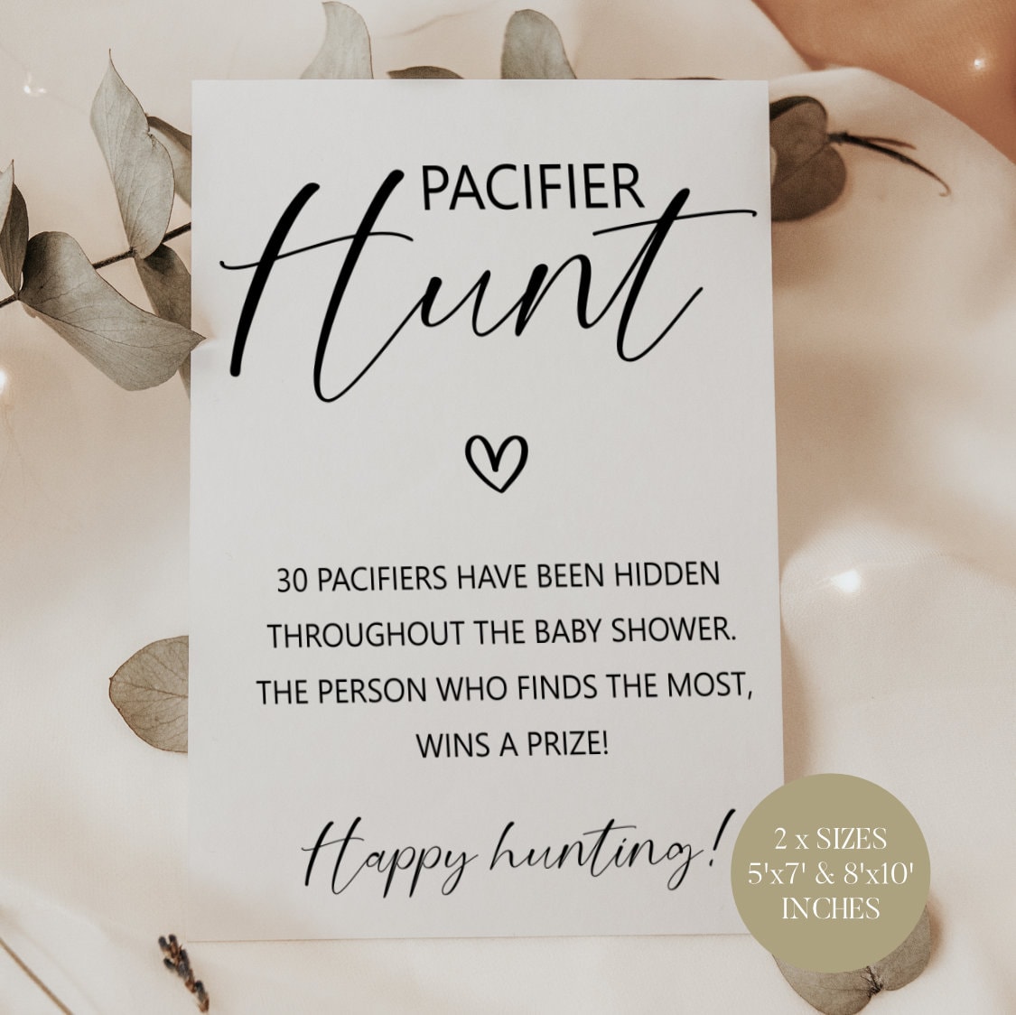 Pacifier Hunt Baby Shower Game Modern Baby Shower Sign - Etsy