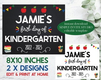 First Day of Kindergarten Poster Printable, Editable First Day of ...