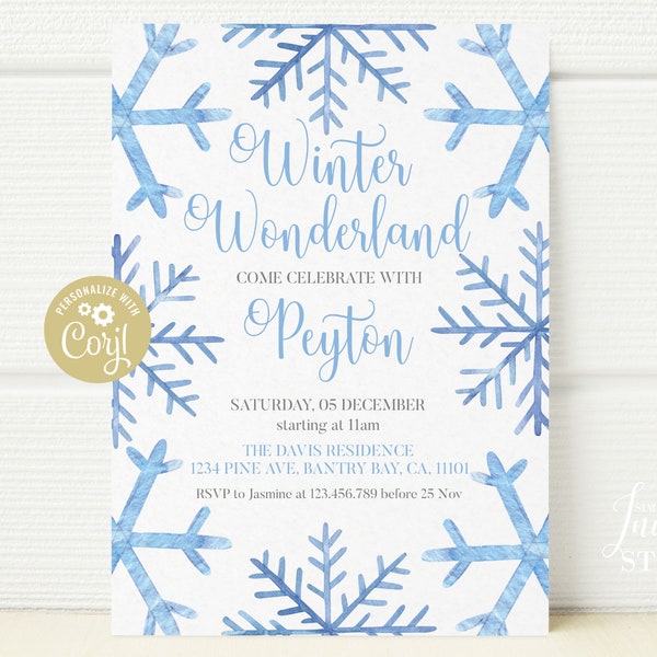 Snowflake Birthday Invitation - Etsy