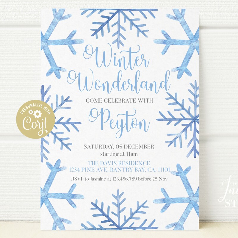 Snowflake Birthday Invitation - Etsy