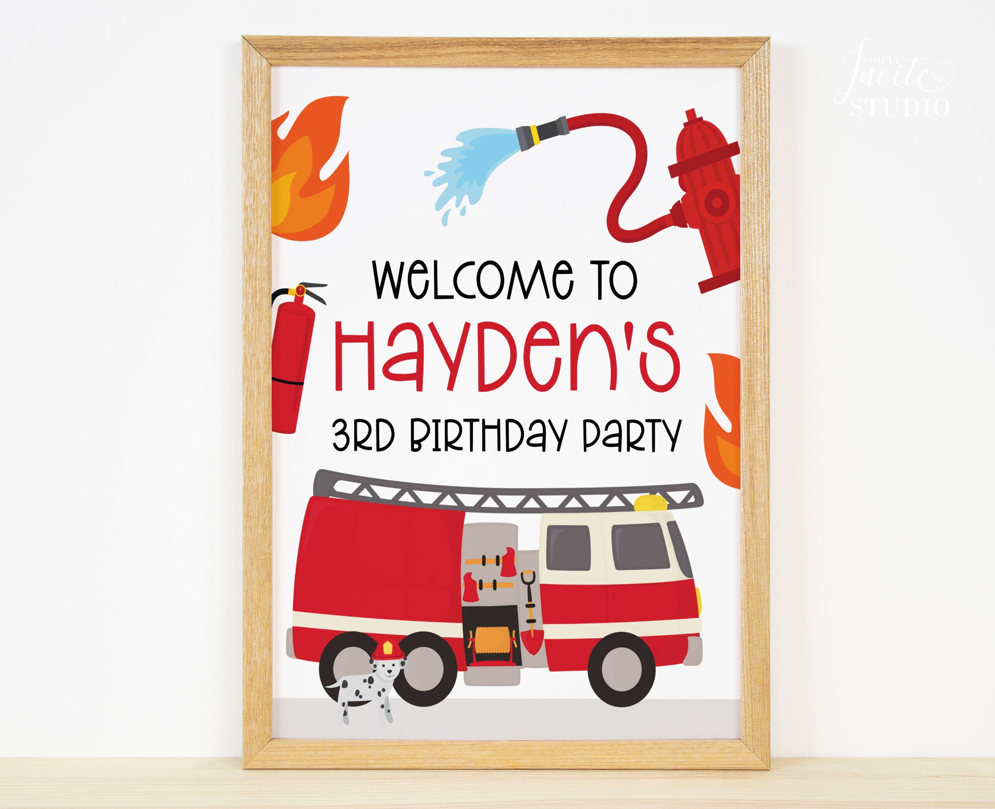 Editable Fire Truck Welcome Sign, 16x20 Poster, Fire Engine Party ...