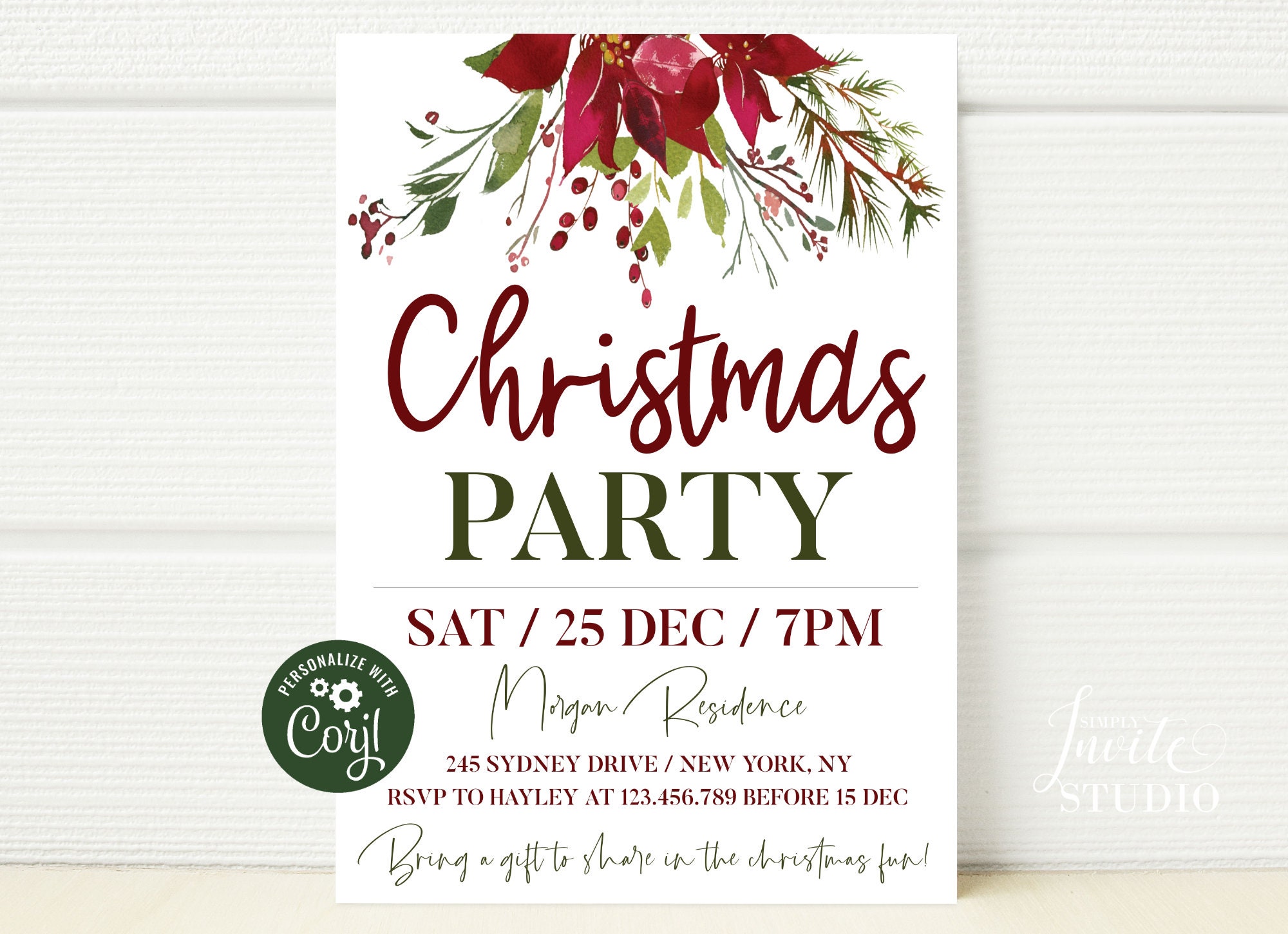 EDITABLE Christmas Party Invitation, Party Announcement, Christmas ...