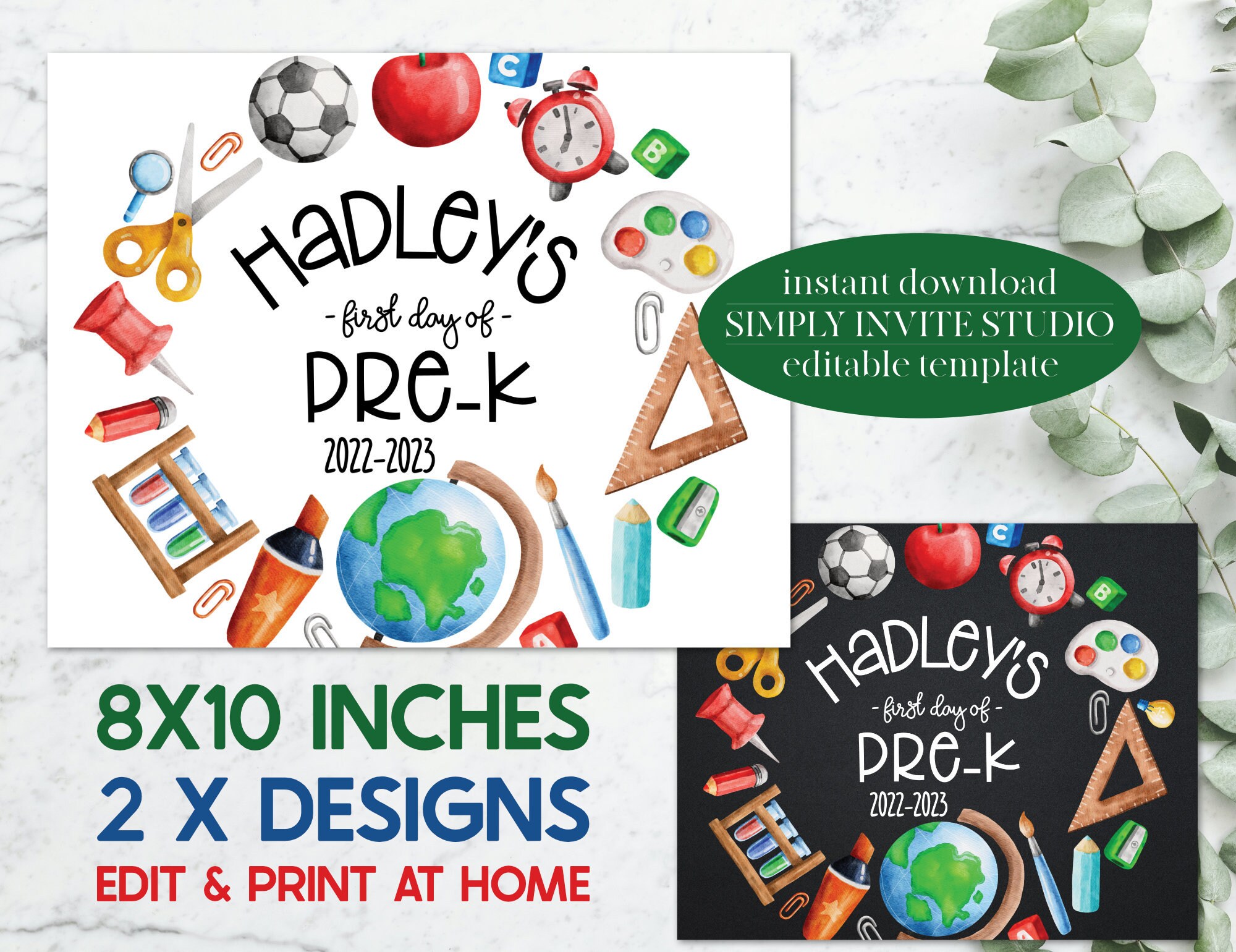 Digital File First Day of Preschool Pre-k Poster Printable - Etsy