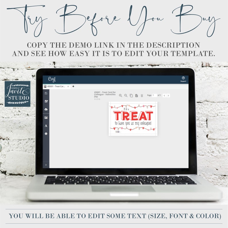 Treat Colleague Valentine's Day Tag, Office Valentine Treat Bag Note ...