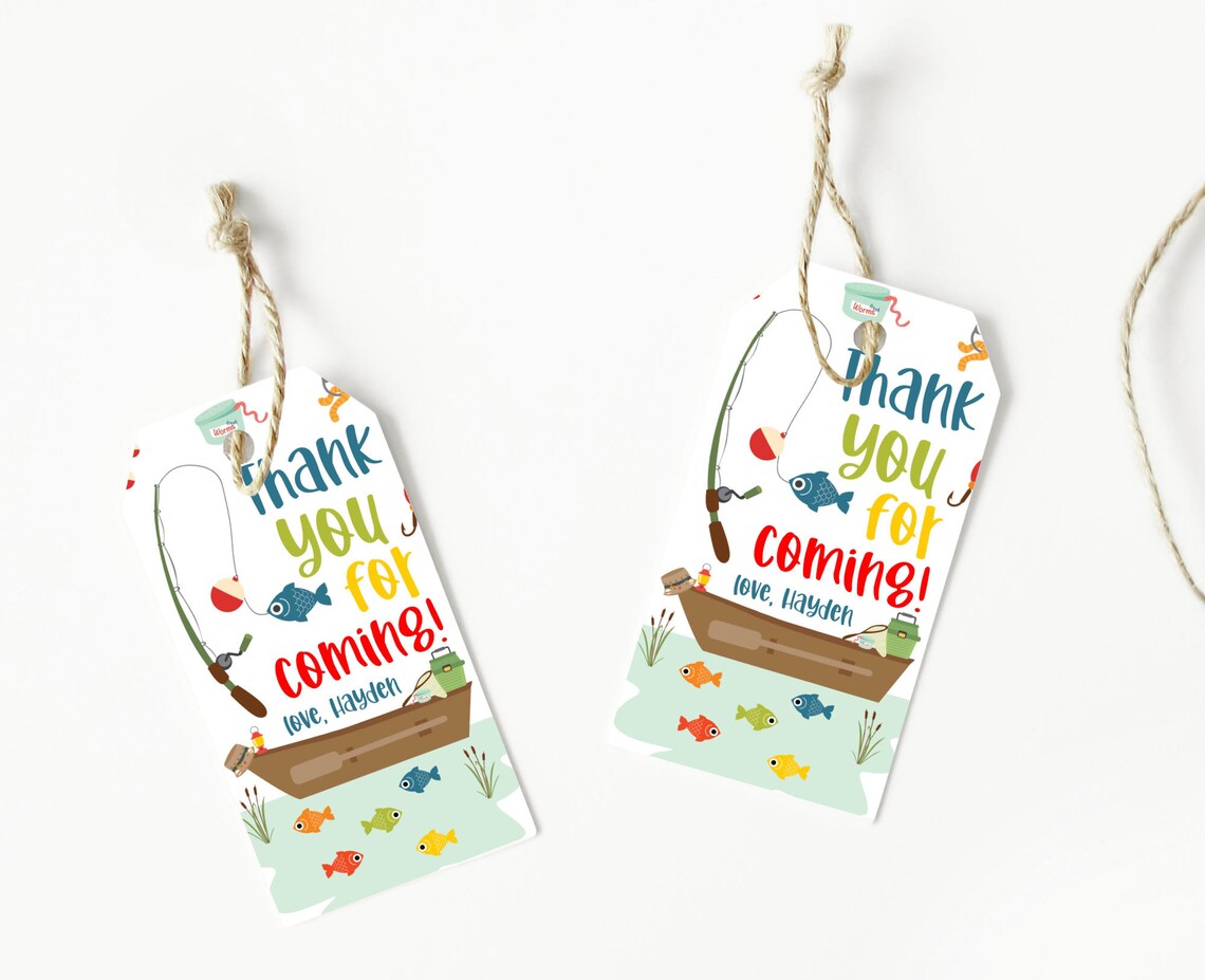 Editable Fishing Thank You Tag, Boy Birthday Gift Tag, Fishing Boat ...
