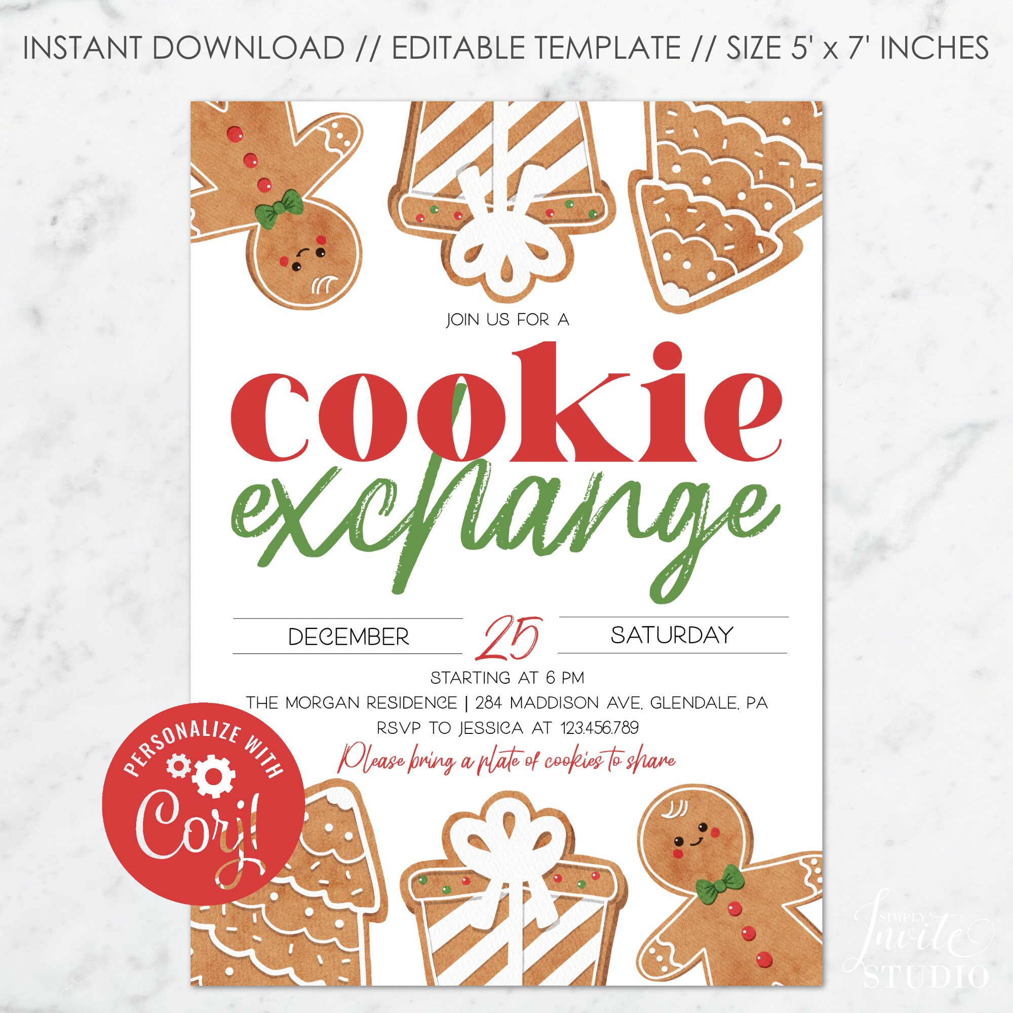 Cookie Exchange Invitation, Christmas Cookie Exchange Party Invite ...