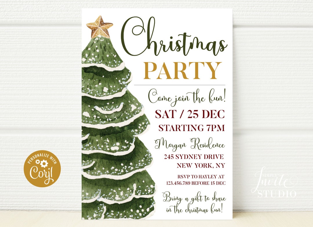 EDITABLE Christmas Tree Party Invitation, Party Announcement, Christmas ...