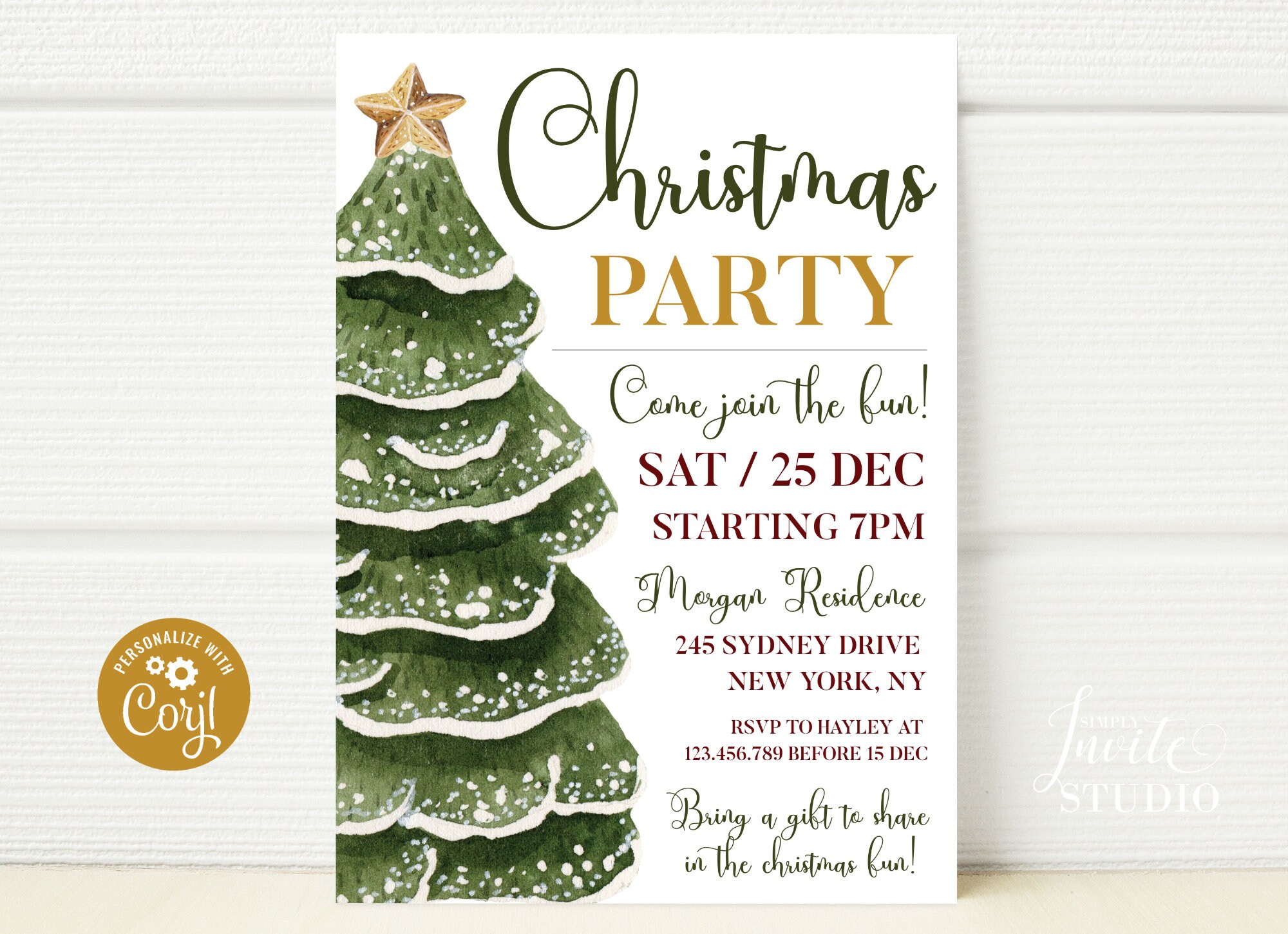 EDITABLE Christmas Tree Party Invitation, Party Announcement, Christmas ...