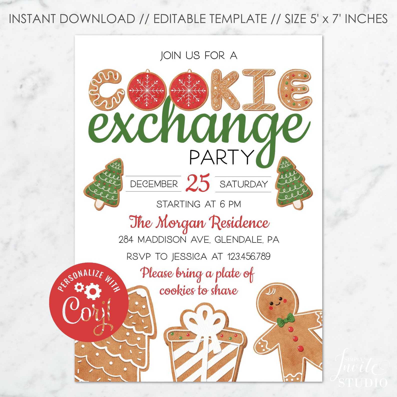 Cookie Exchange Invite, Christmas Cookie Exchange Party Invitation ...