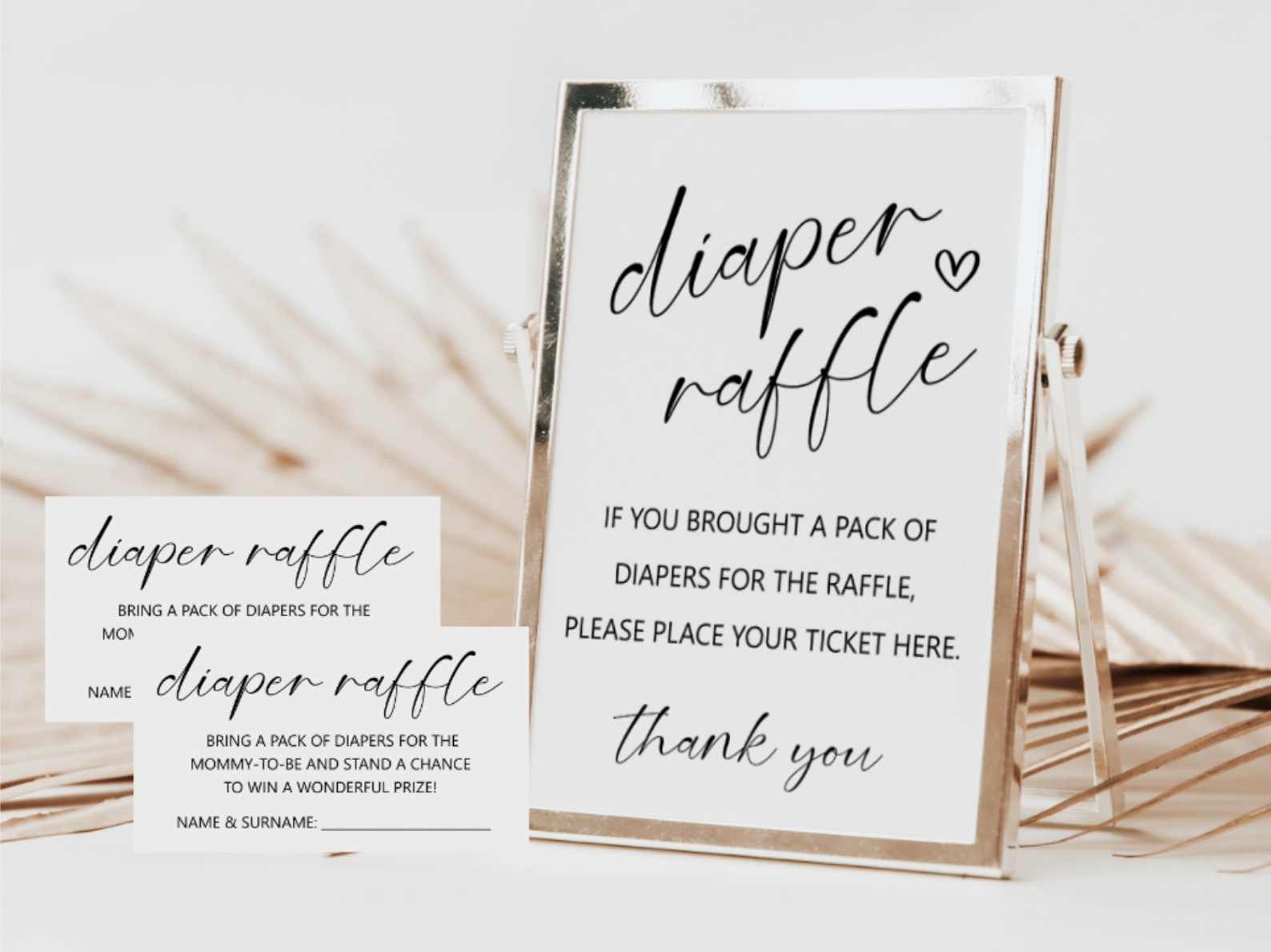 Baby Shower Sign Diaper Raffle Sign and Diaper Raffle Card Nappy Game ...