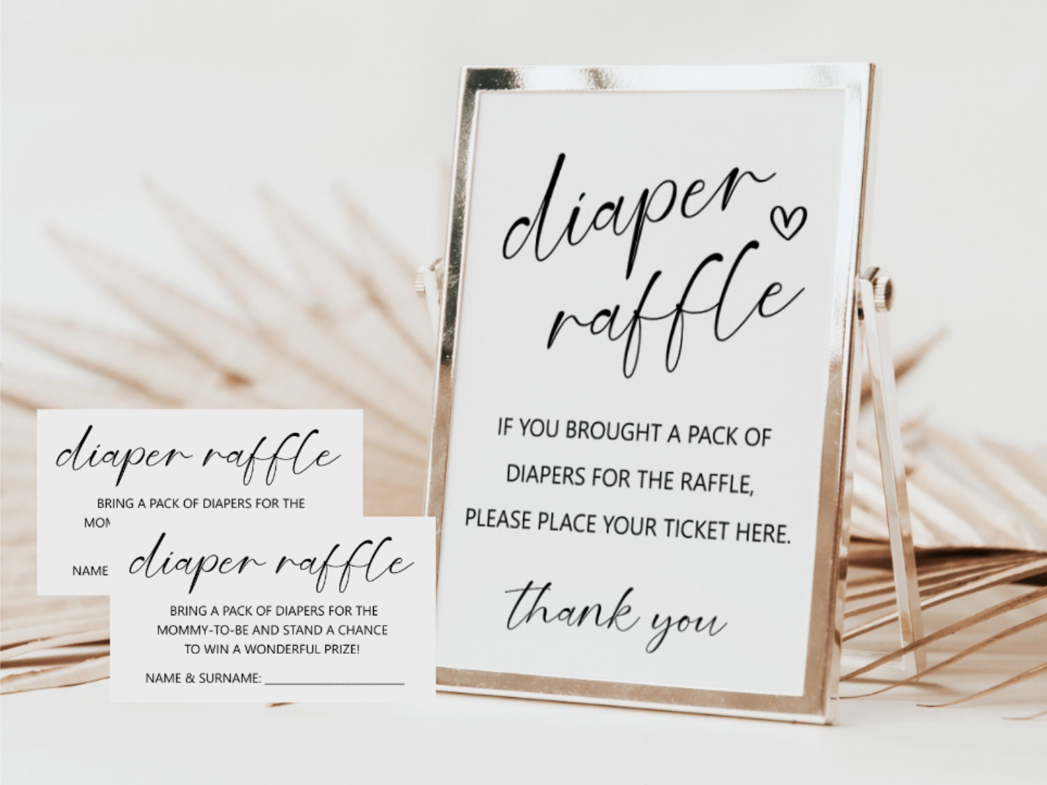 Baby Shower Sign Diaper Raffle Sign and Diaper Raffle Card Nappy Game ...