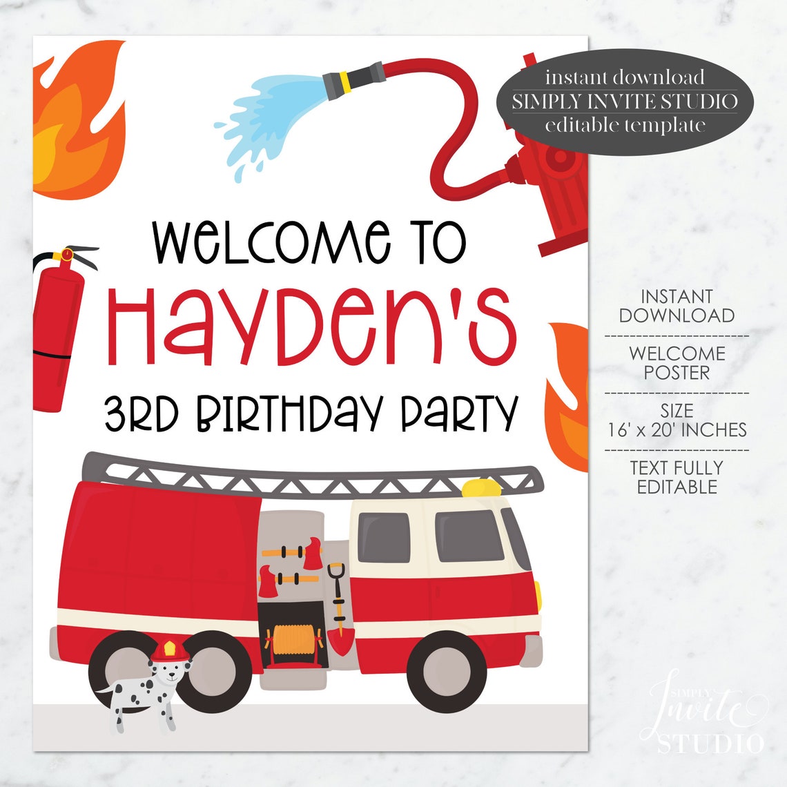 Editable Fire Truck Welcome Sign 16x20 Poster Fire Engine - Etsy