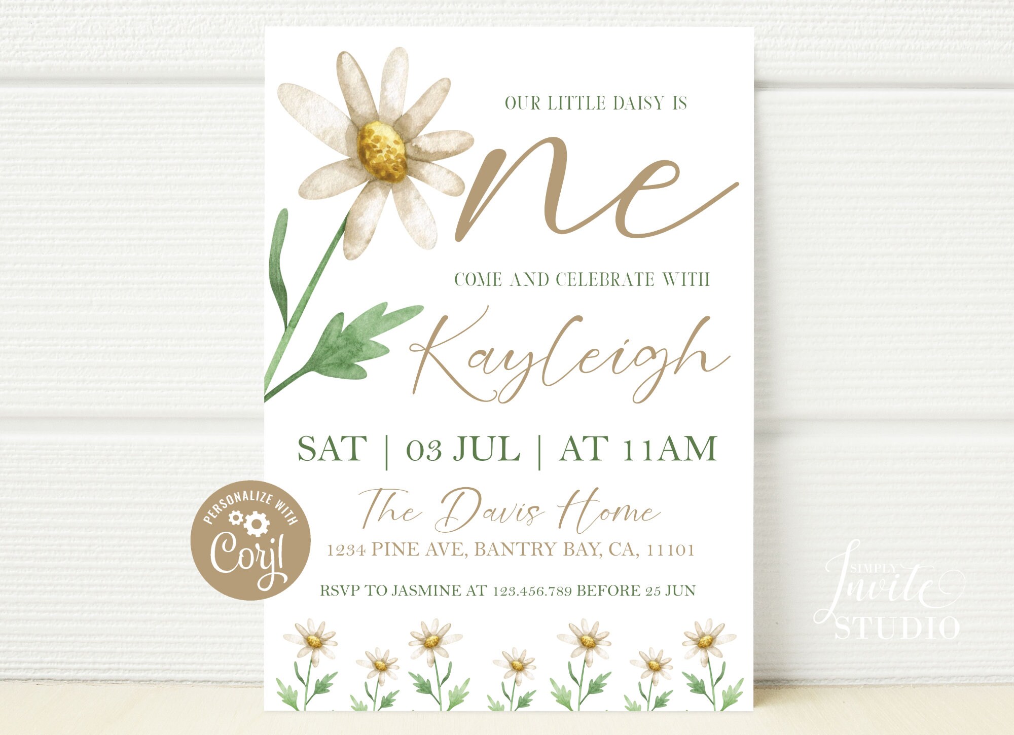 Daisy 1st Birthday Invitation Wildflower First Birthday - Etsy