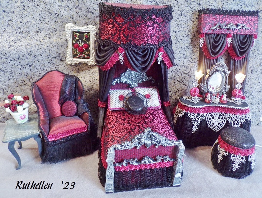 Dollhouse Bed & Drape Gothic Bedroom Suite the - Etsy