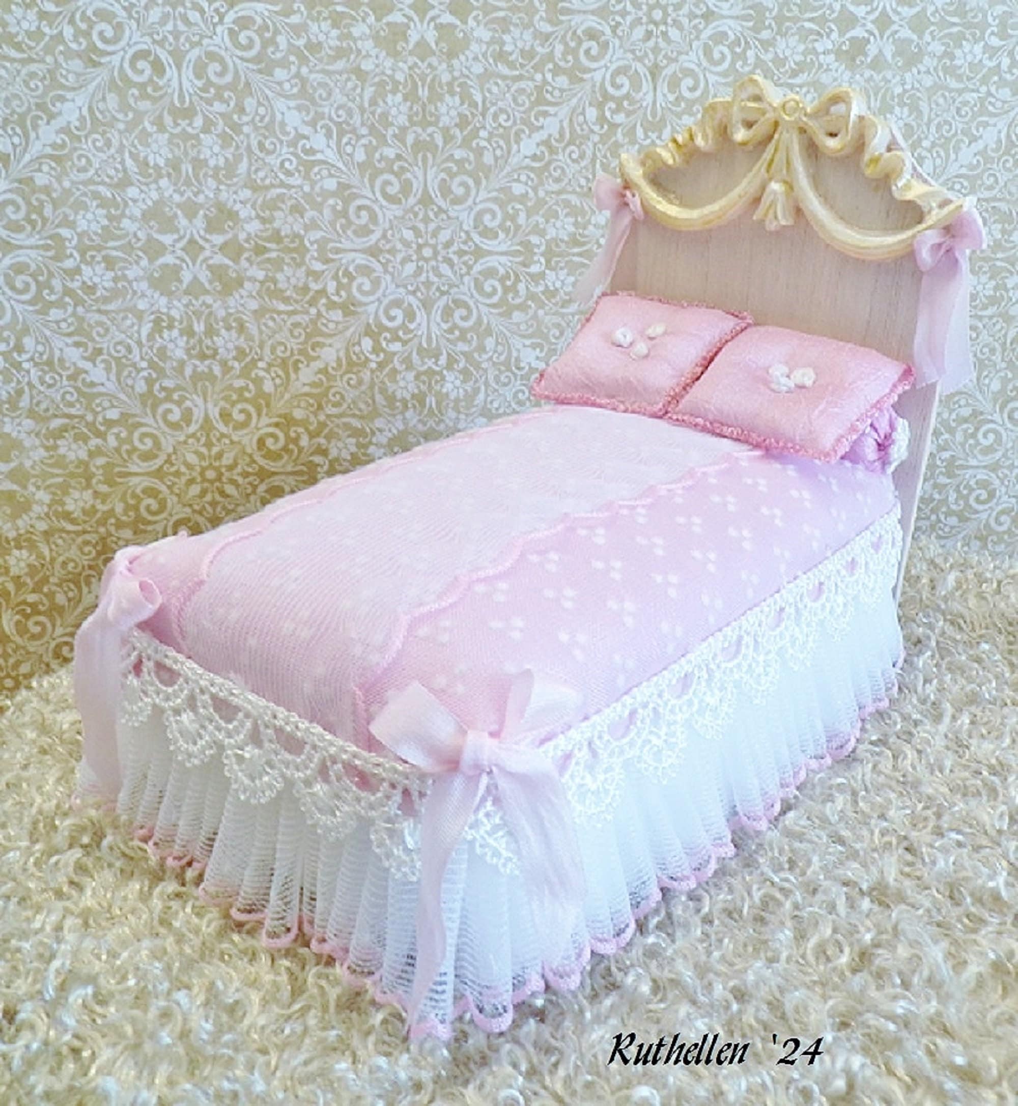 Dollhouse Miniature Bed NEW TWEEN Size 1/16 OOAK Artisan - Etsy