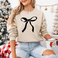 Coquette Bow Sweatshirt, Cute Bow Sweater, Trendy Ribbon Sweatshirt ...