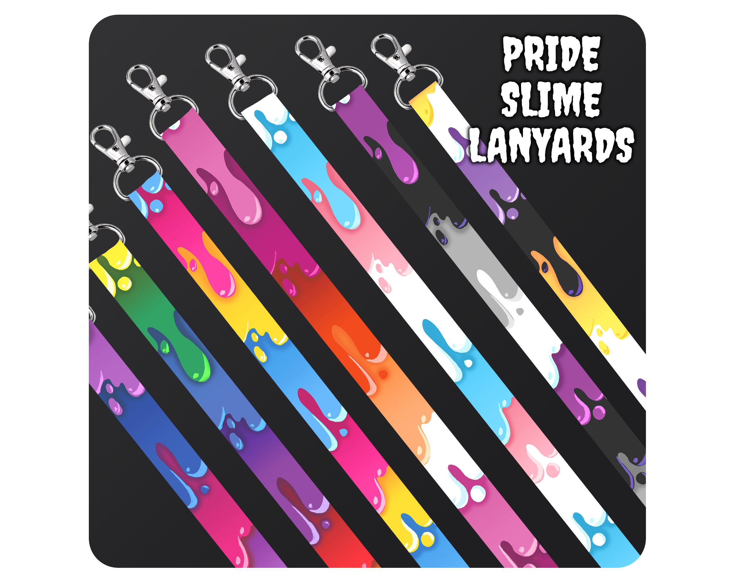 Pride Slime Lanyard – LGBTQ Badge Holder, Rainbow Trans Lesbian Bi Pan ...