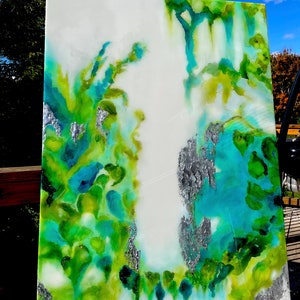 Sold Original Painting Made With Aqua, Blue Greens, and Gold or Silver ...