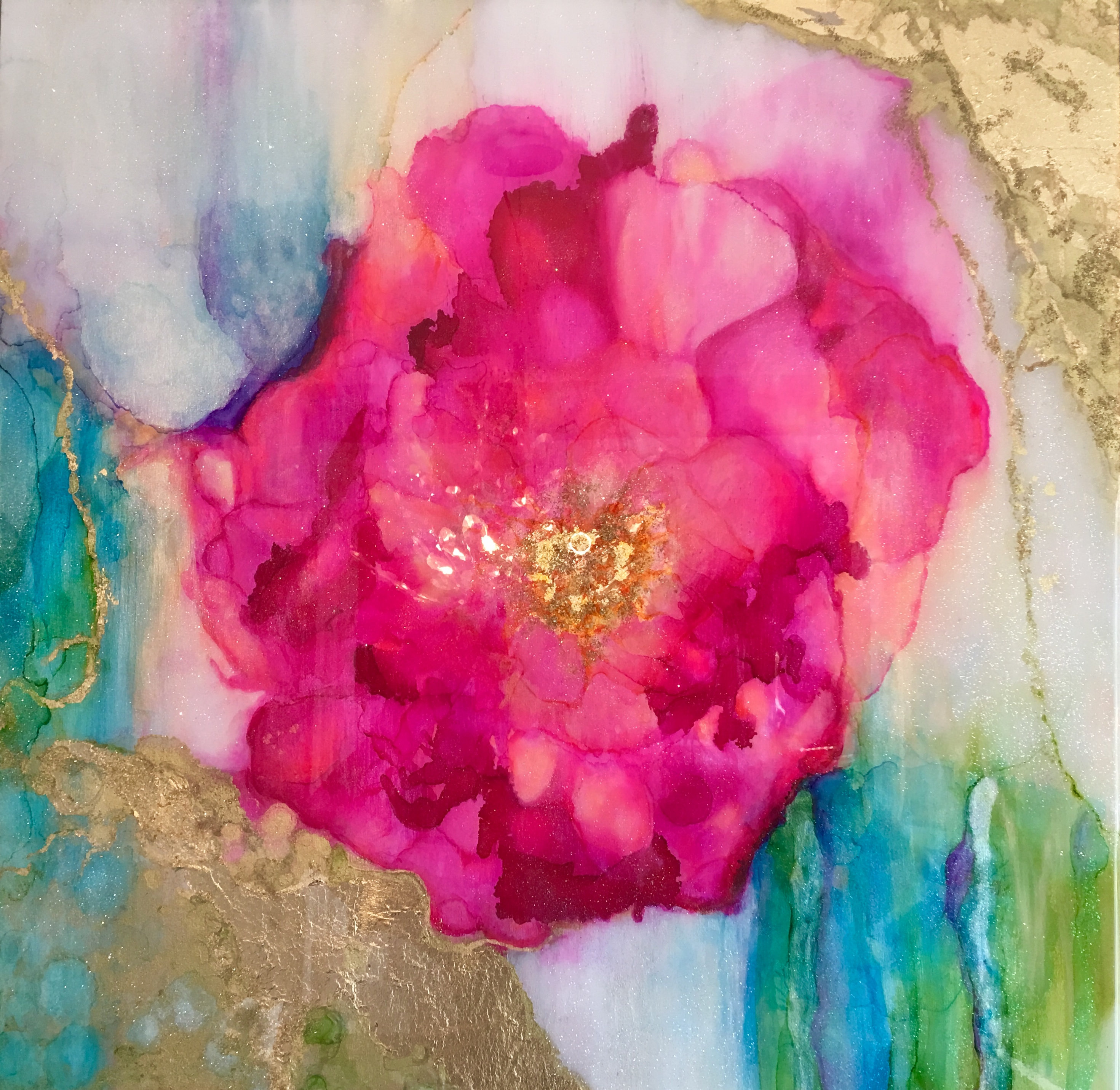 Made to Order! 24 x 24 Original Abstract Flower Resin Painting ...