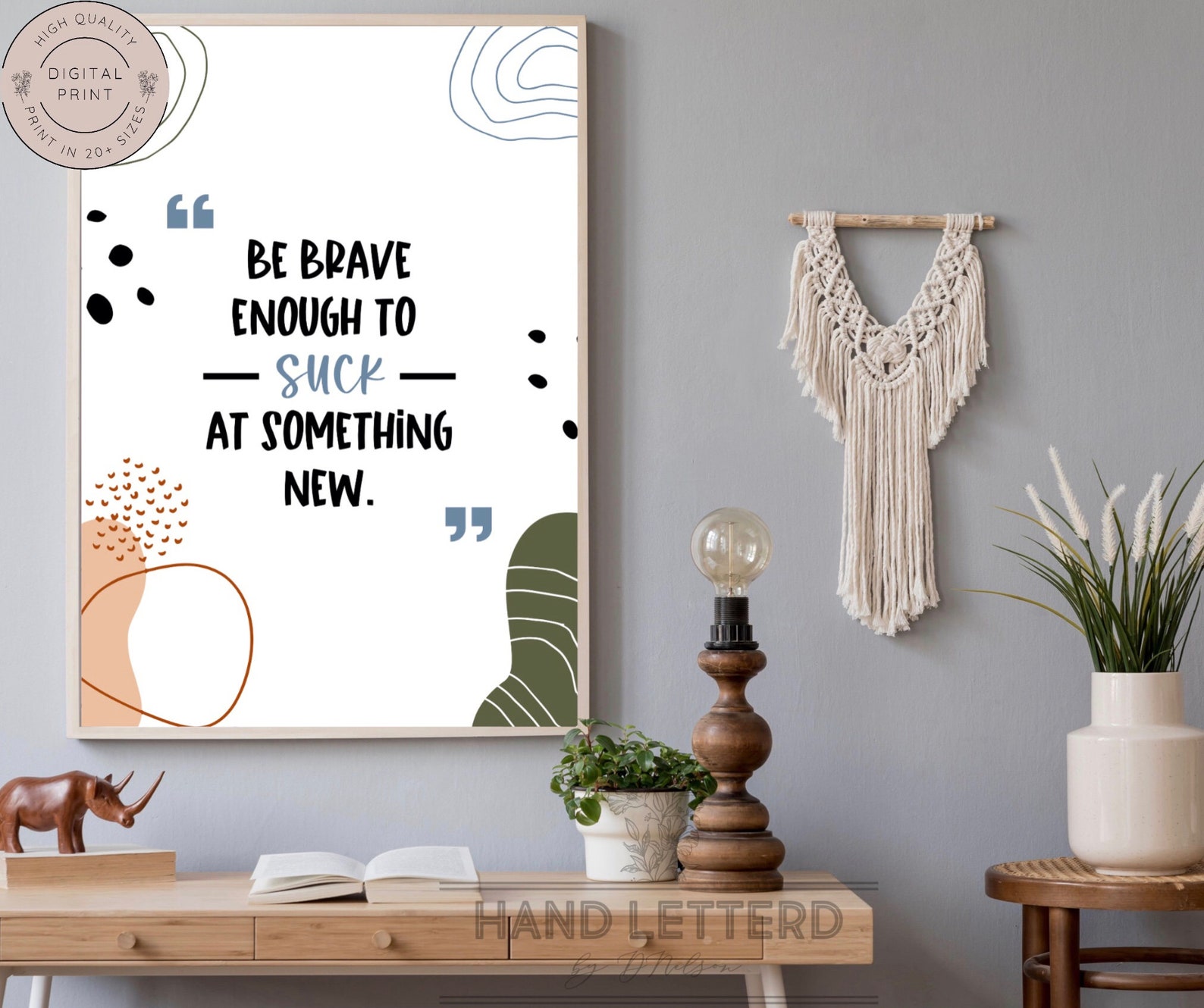 Be Brave Enough Printable, Motivational Wall Art, Inspirational Quote ...