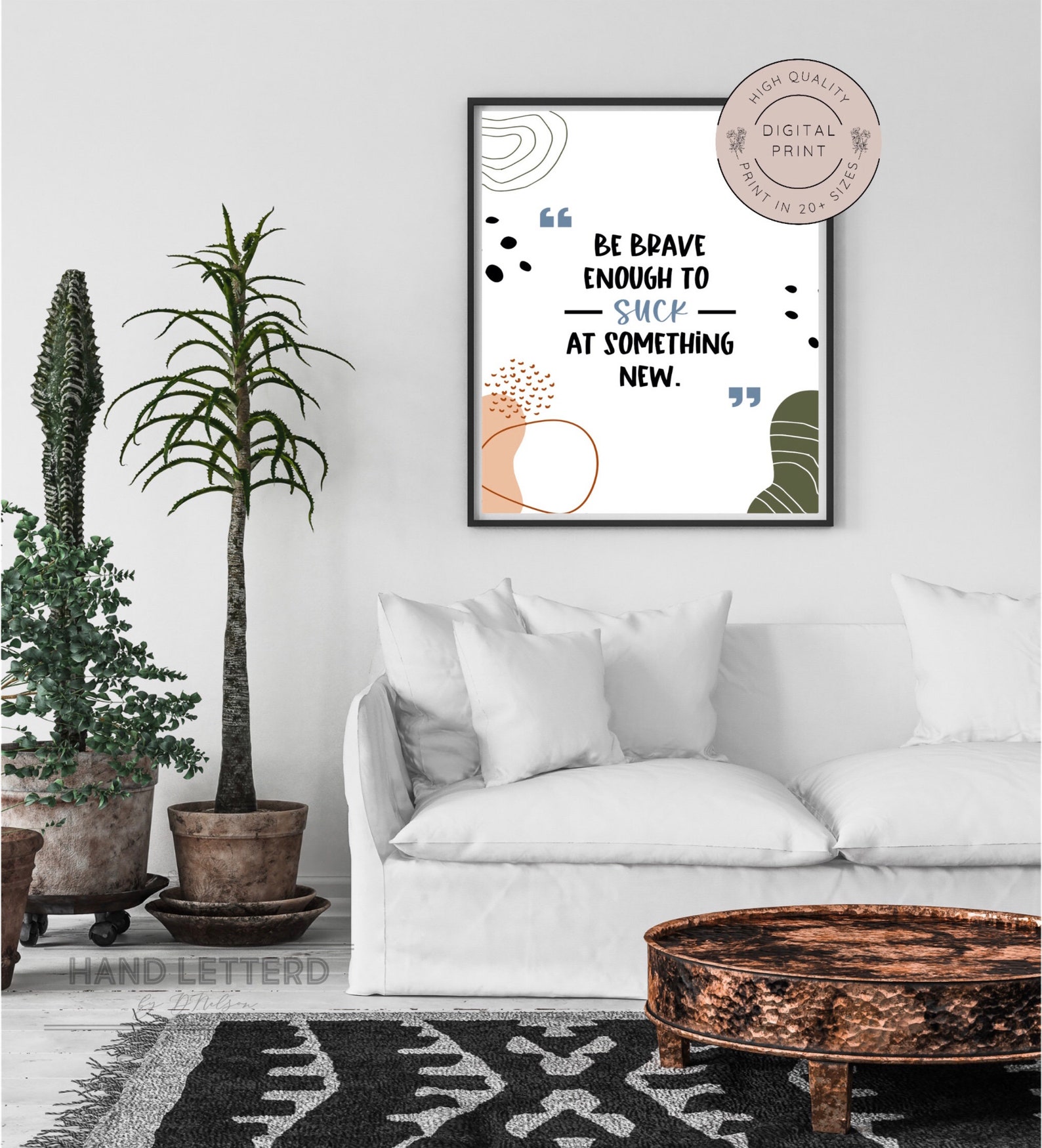 Be Brave Enough Printable, Motivational Wall Art, Inspirational Quote ...