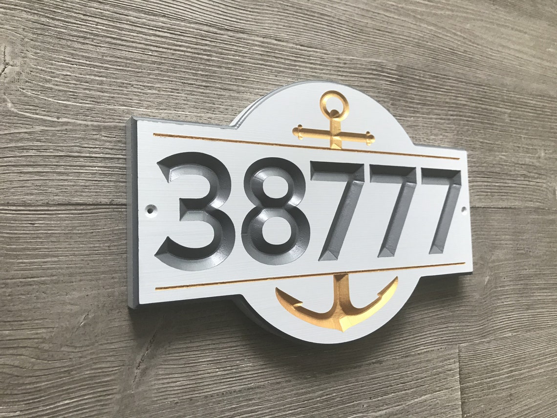 Carved Nautical Address Plaque Engraved House Number Sign | Etsy