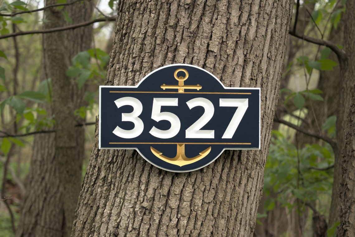 Carved Nautical Address Plaque Engraved House Number Sign | Etsy