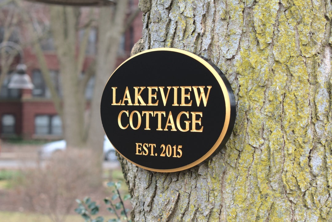 Carved Cottage Sign With Date, Engraved Custom Plaque for Vacation ...
