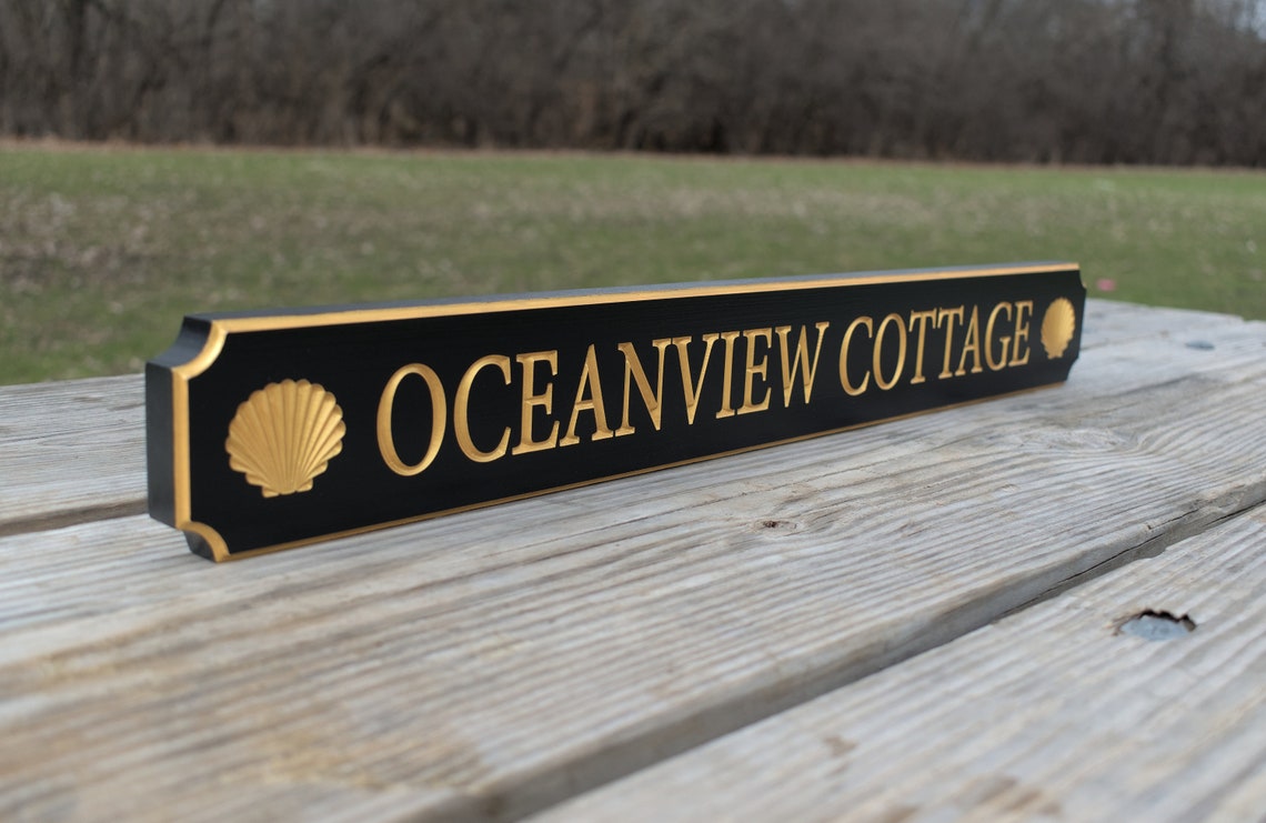 Personalized Carved Quarterboard Sign With Shell Design - Etsy