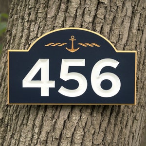 Carved Nautical Address Plaque Engraved House Number Sign - Etsy