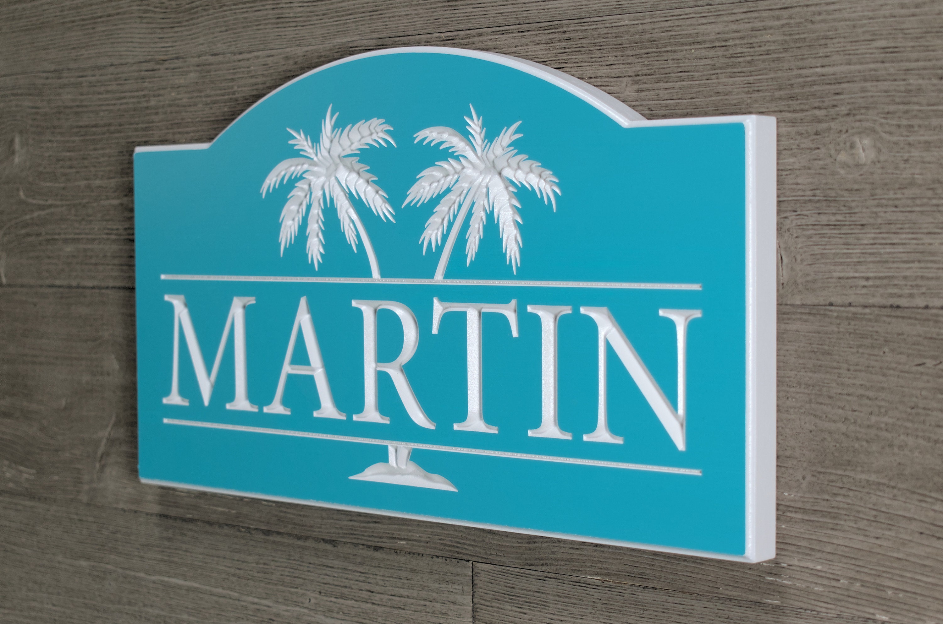 Family Last Name House Sign With Palm Trees Outdoor - Etsy