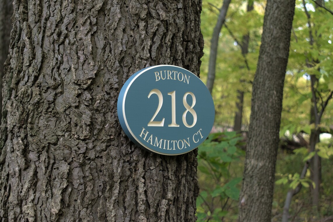 Oval Carved Address Sign With Street and Family Name Engraved - Etsy