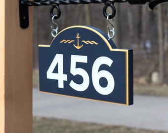 Carved Nautical Address Plaque Engraved House Number Sign | Etsy