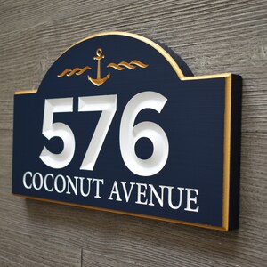 Carved Nautical Address Plaque Engraved House Number Sign - Etsy