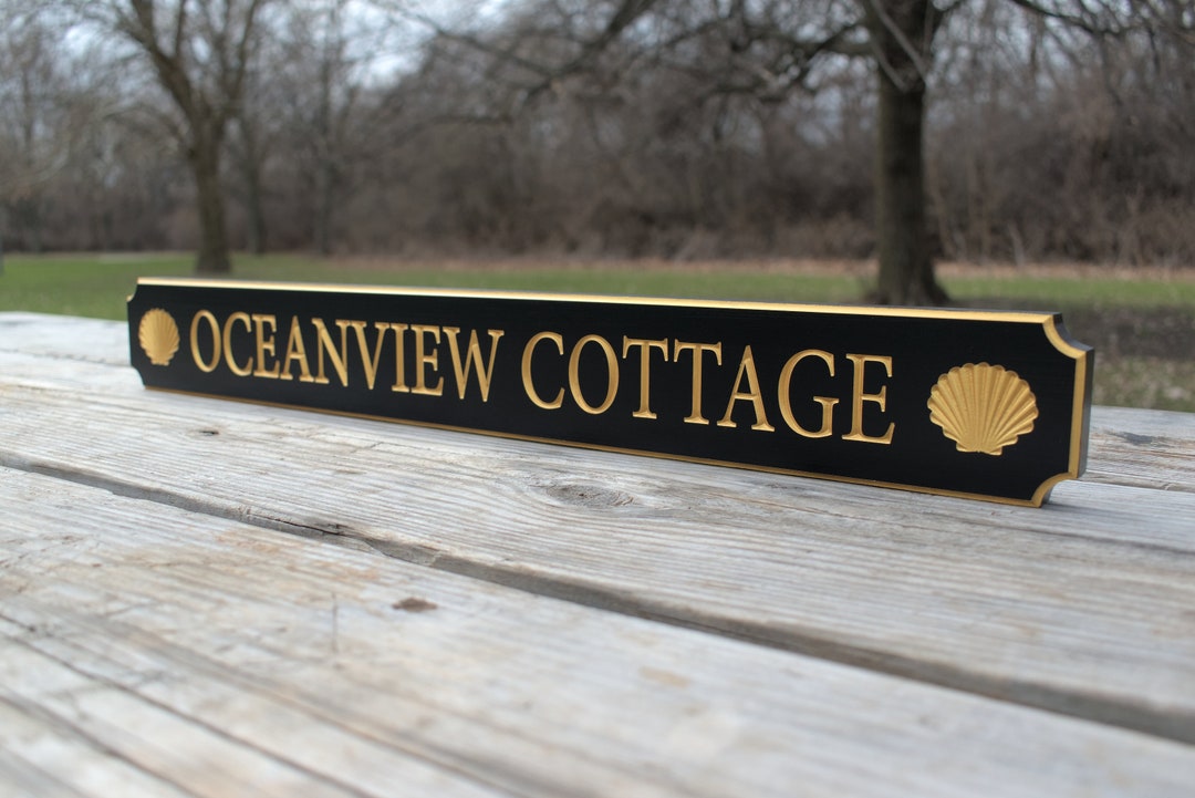 Personalized Carved Quarterboard Sign With Shell Design, Custom ...