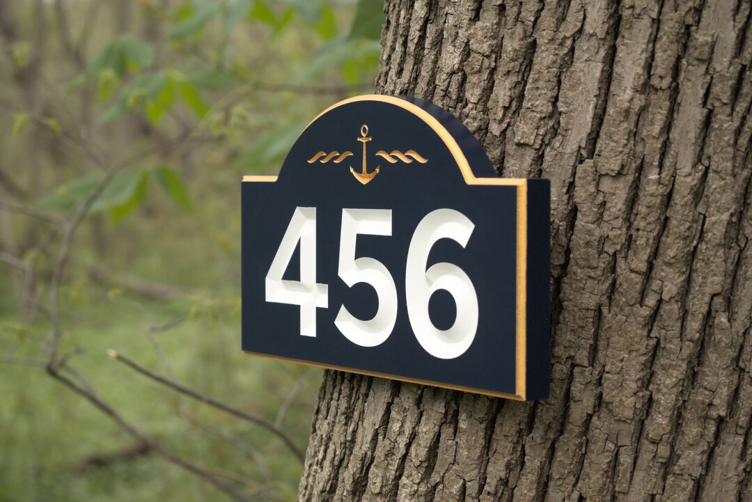 Carved Nautical Address Plaque Engraved House Number Sign - Etsy